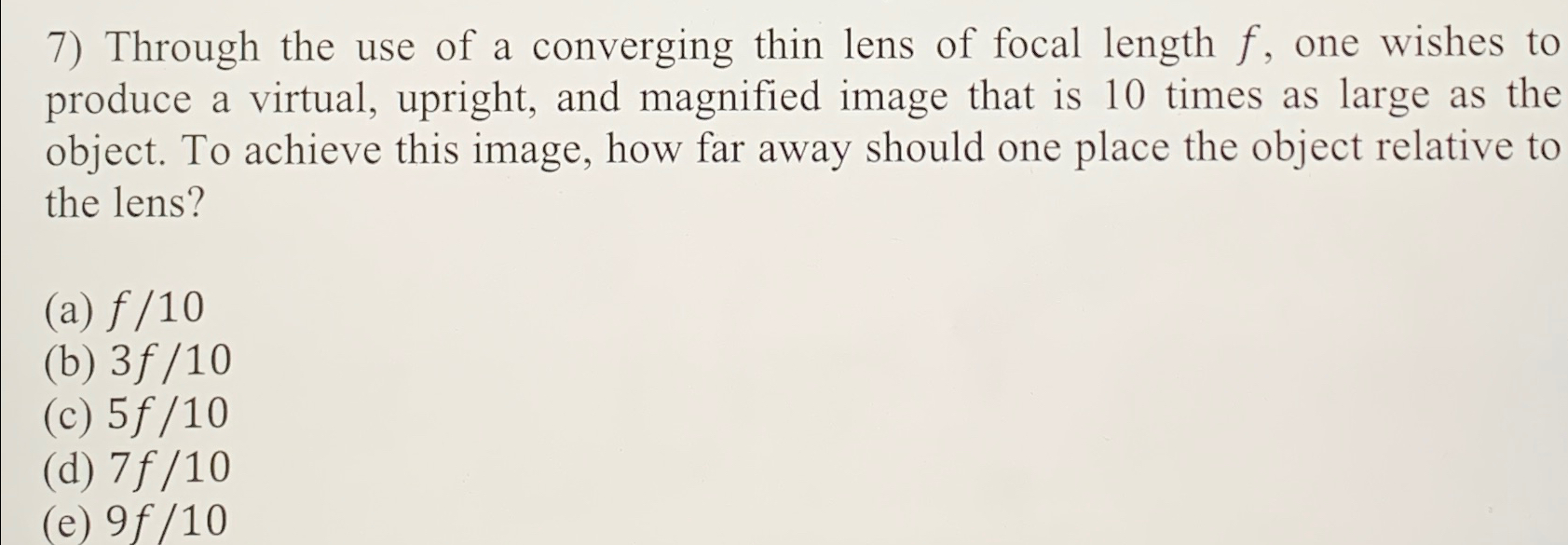 Solved Through the use of a converging thin lens of focal | Chegg.com