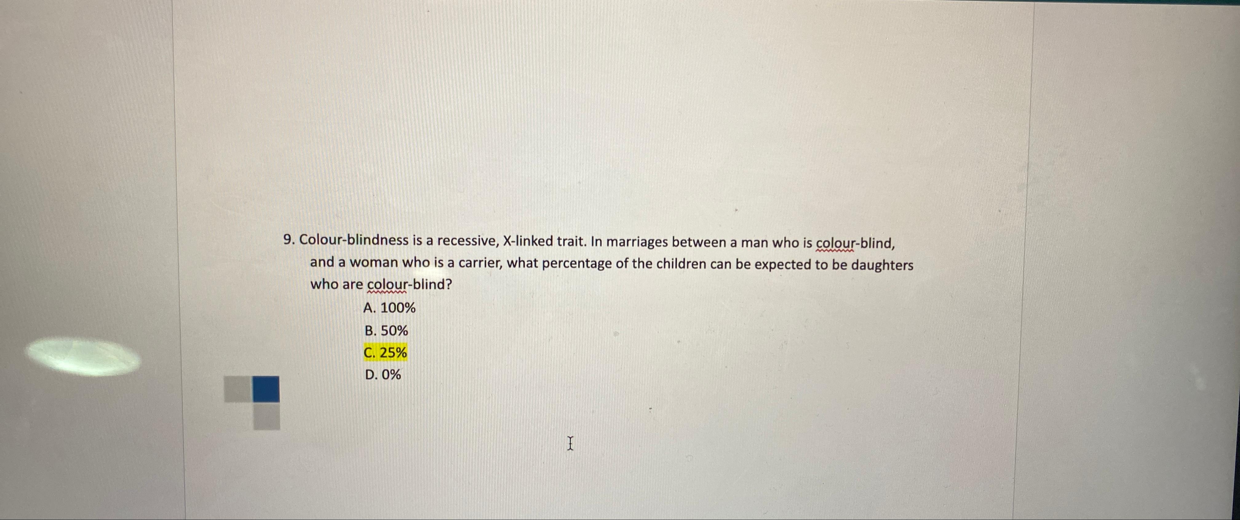 Solved Colour-blindness is a recessive, x-linked trait. In | Chegg.com