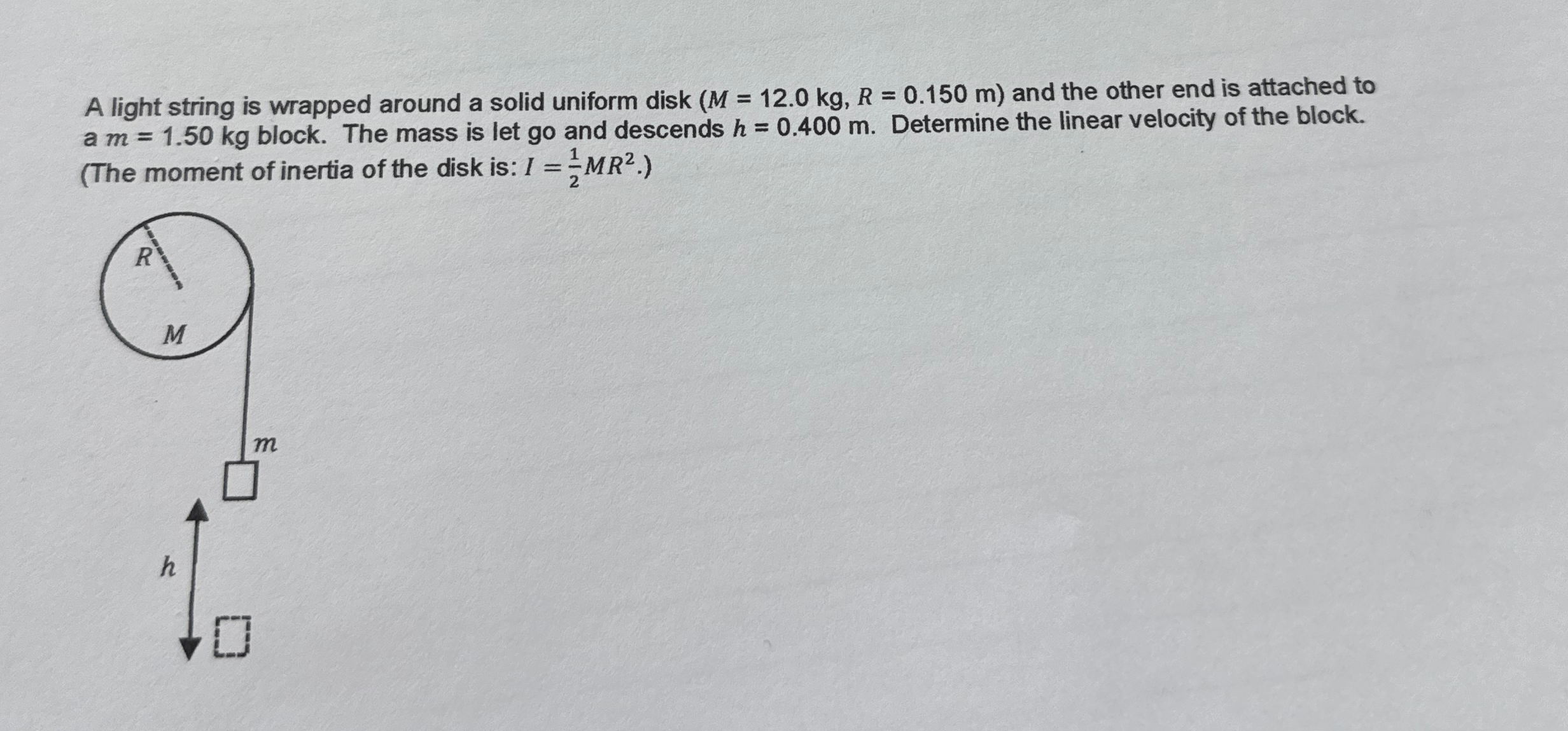 A light string is wrapped around a solid uniform disk | Chegg.com