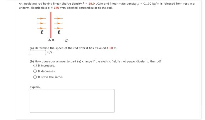 Solved insulating rod having linear charge density | Chegg.com