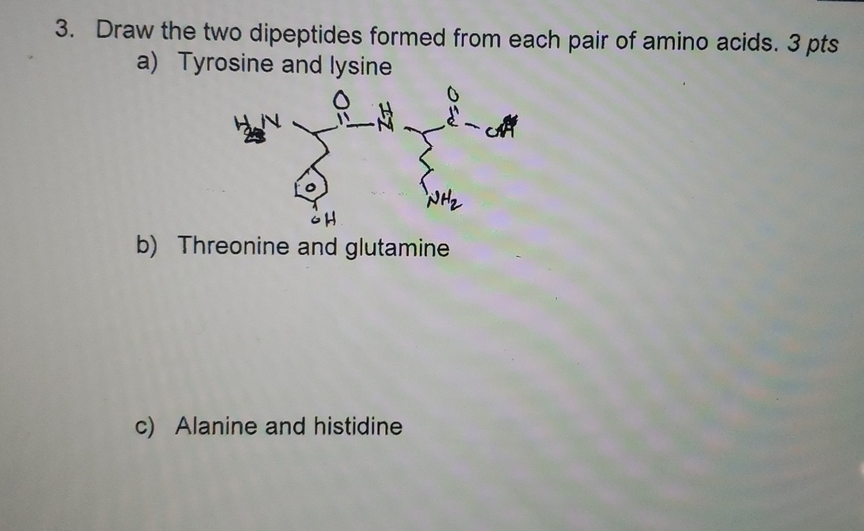 Solved Draw the two dipeptides formed from each pair of | Chegg.com