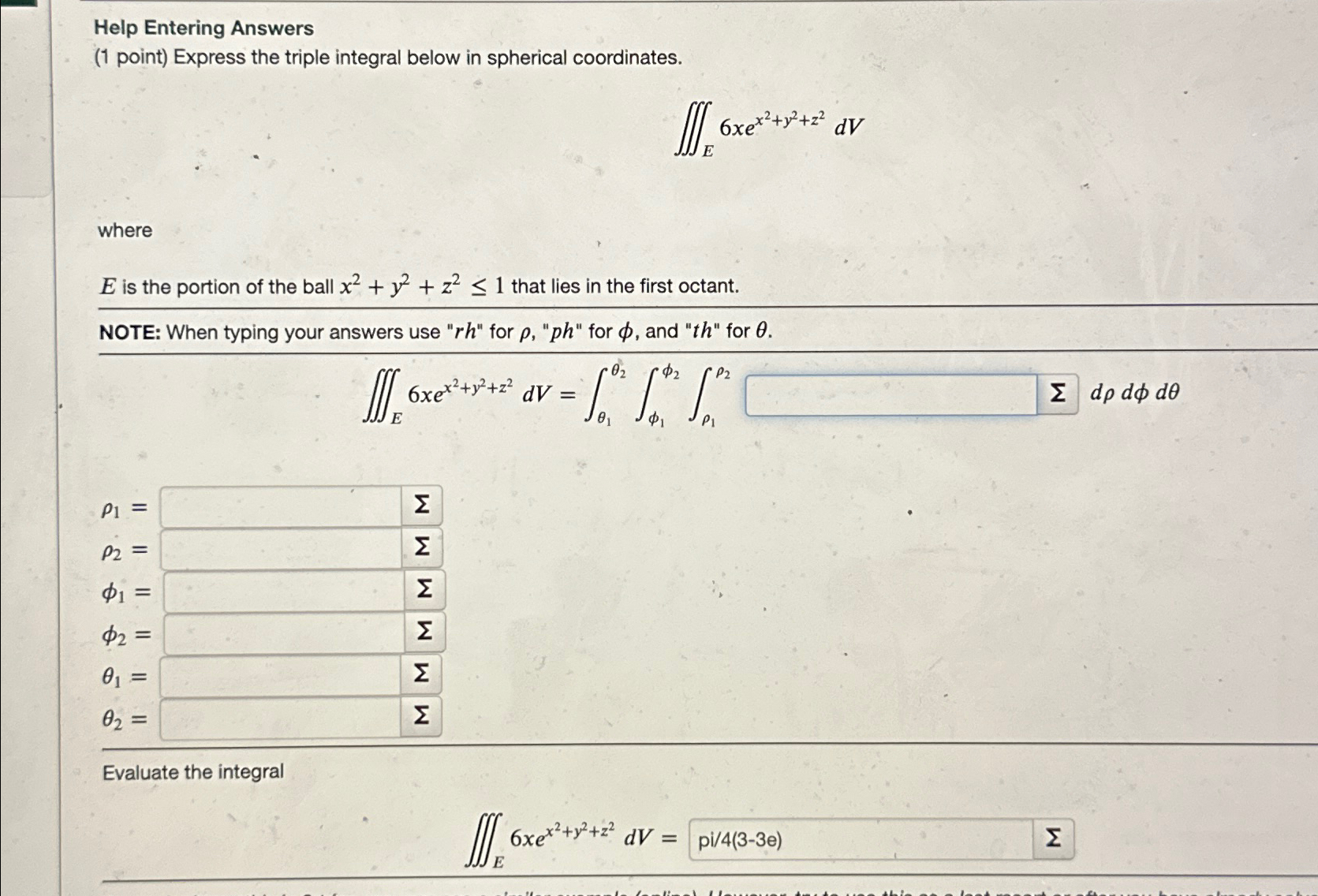 Solved Help Entering Answers(1 ﻿point) ﻿Express the triple | Chegg.com
