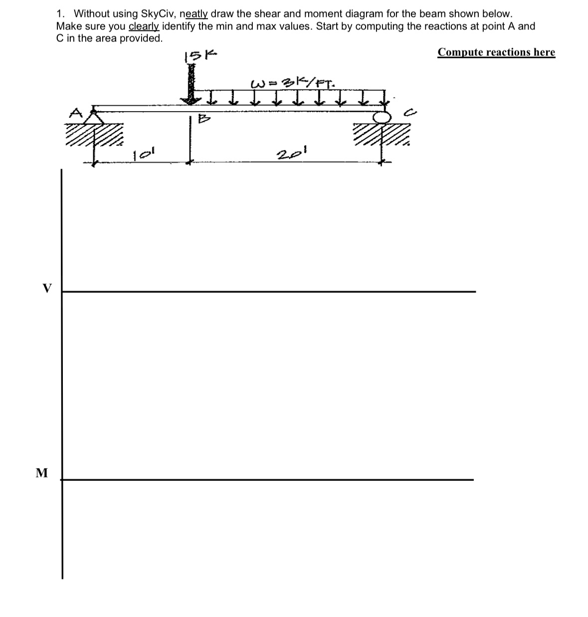 Solved Without using SkyCiv, neatly draw the shear and | Chegg.com