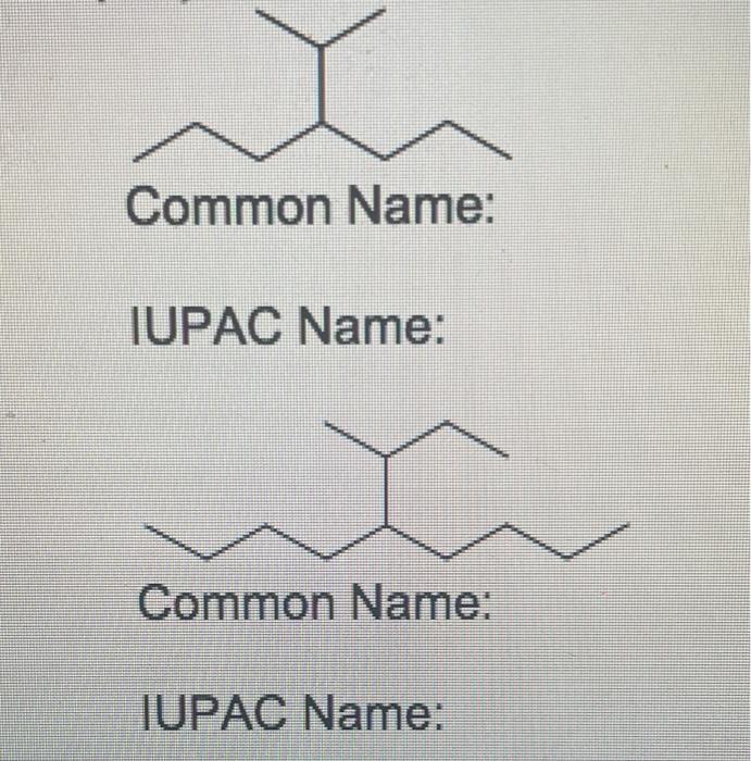 Solved IUPAC Name: Common Name: IUPAC Name: | Chegg.com Solved IUPAC Name: Common Name: IUPAC Name: | Chegg.com