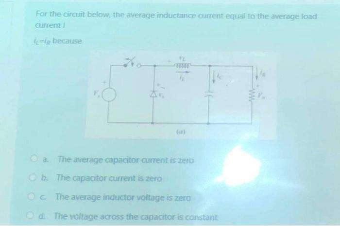 Solved For the circuit below, the average inductance current | Chegg.com