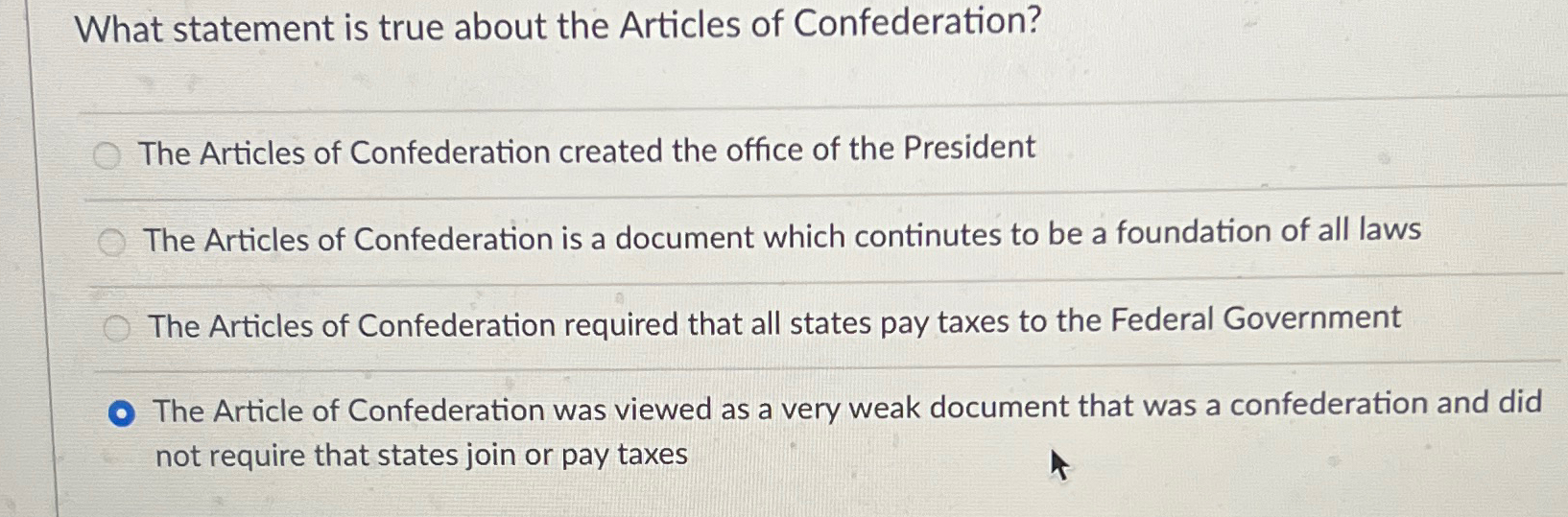 Solved What statement is true about the Articles of | Chegg.com