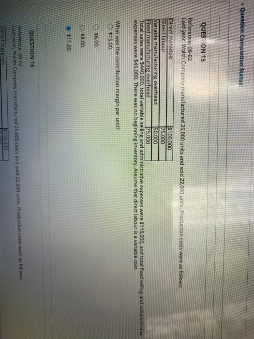 Solved Question Completion Status: QUESTION 15 Reference: | Chegg.com