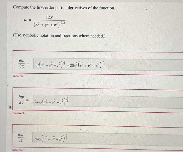 Solved Compute the first-order partial derivatives of the | Chegg.com