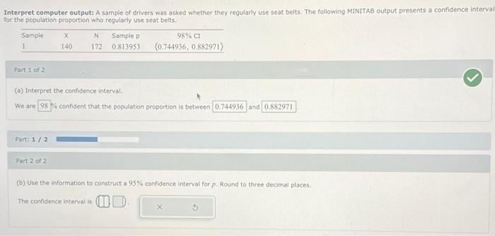 Solved Interpret computer output: A sample of drivers was | Chegg.com