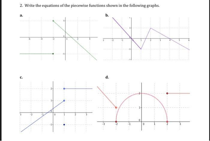 Solved 2. Write the equations of the piecewise functions | Chegg.com