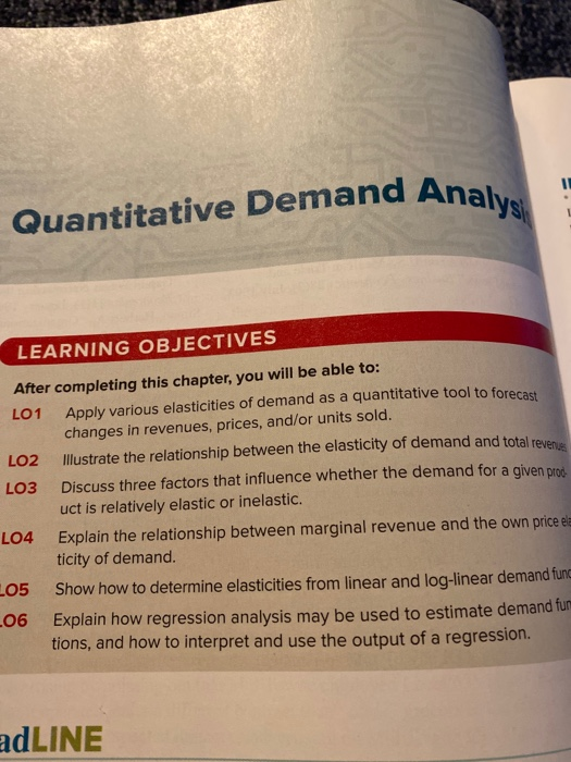 Solved Quantitative Demand Analysis - LEARNING OBJECTIVES | Chegg.com