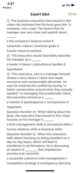 Solved 1) The business executive interviewed in this video | Chegg.com