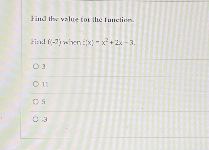 Solved Find the value for the function. Find f(−2) when | Chegg.com