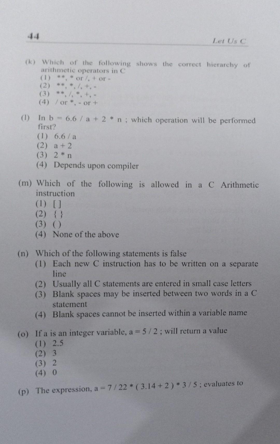 Solved A Which Of The Following Are Invalid Variable Names