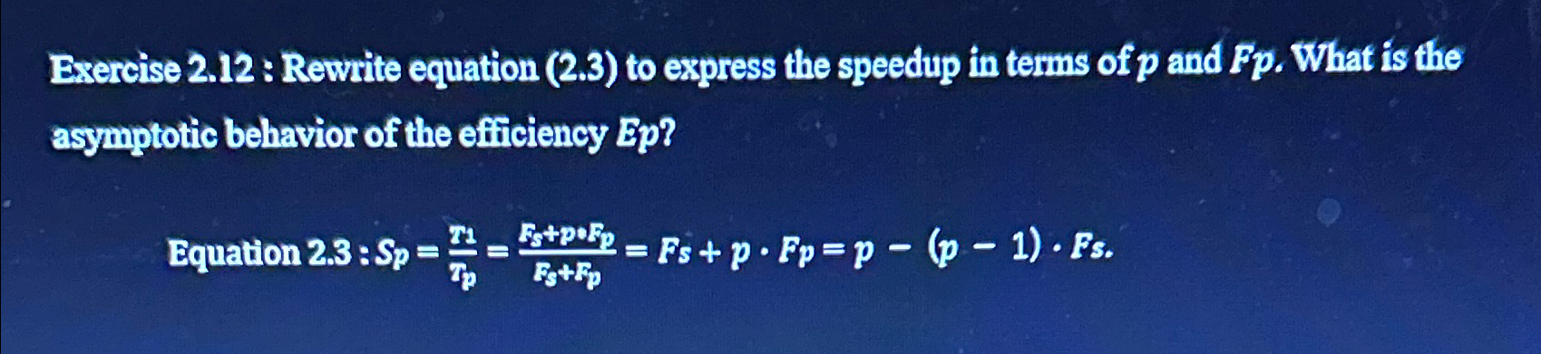 Solved Exercise 2.12: Rewrite equation (2.3) ﻿to express the | Chegg.com