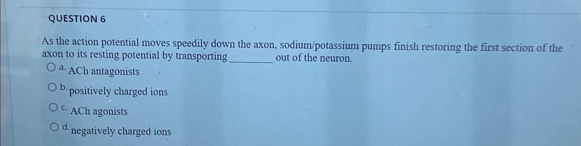 Solved QUESTION 6As the action potential moves speedily down | Chegg.com