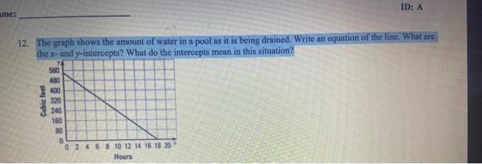 Solved The graph shows the amount of water in a pool as it | Chegg.com