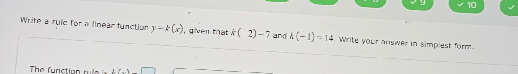 Solved Write a rule for a linear function y=k(x), ﻿given | Chegg.com