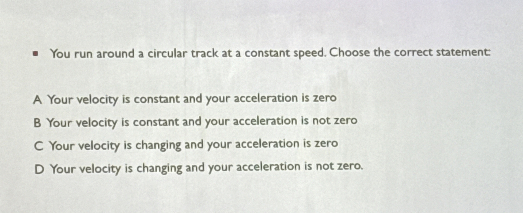 Solved You run around a circular track at a constant speed. | Chegg.com