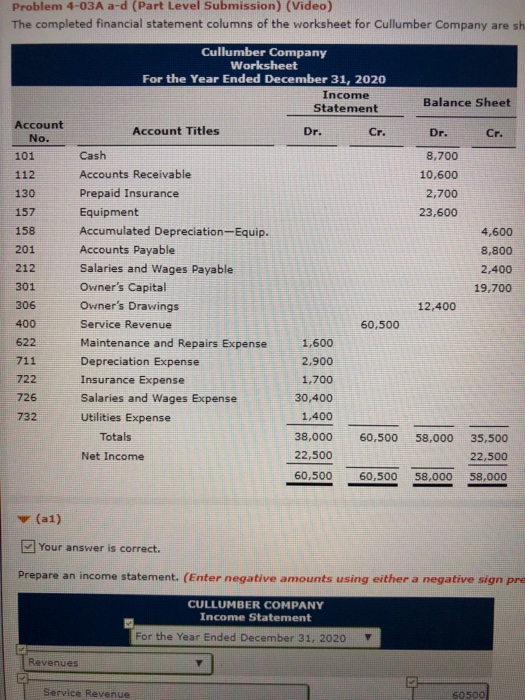 Solved Problem 4-03A a-d (Part Level Submission) (Video) The | Chegg.com