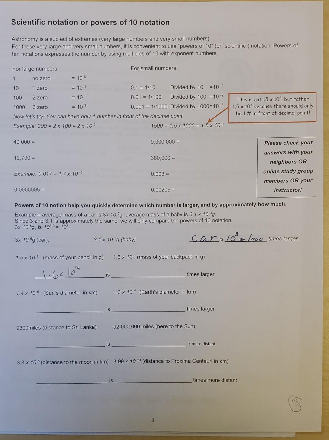 Solved Scientific notation or powers of 10 notation | Chegg.com