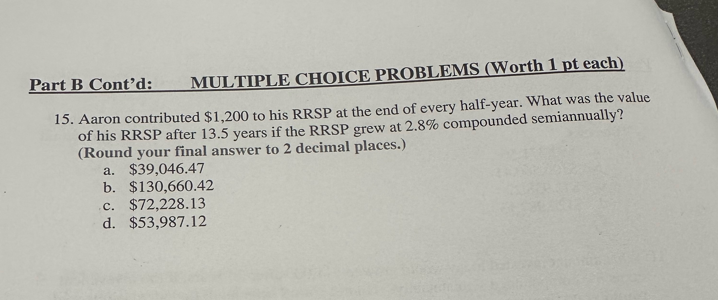 Solved Part B Cont'd:MULTIPLE CHOICE PROBLEMS (Worth 1 ﻿pt | Chegg.com