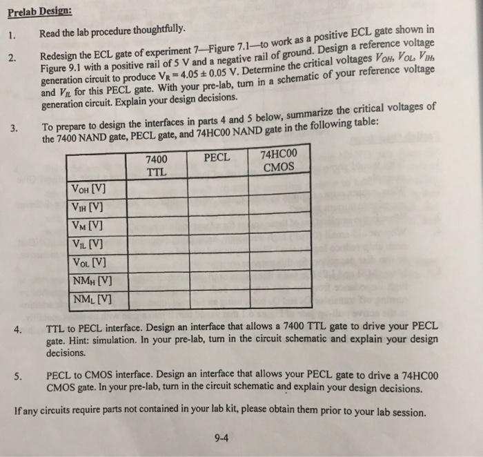 1. Prelab Design: Read the lab procedure | Chegg.com