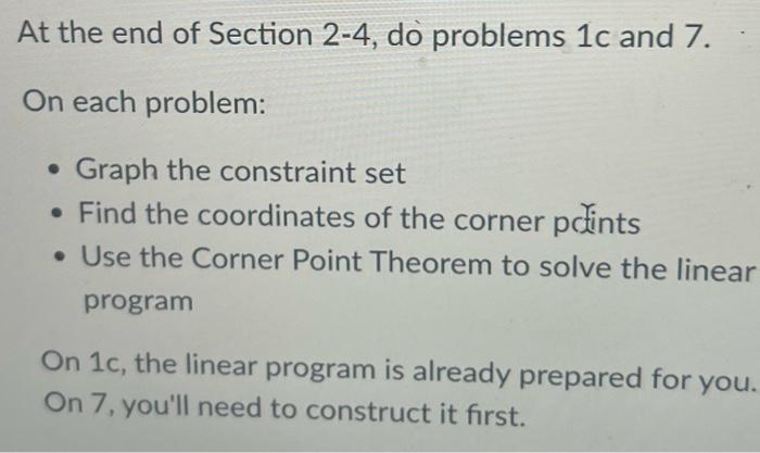 Solved At the end of Section 2−4, do problems 1c and 7. On | Chegg.com