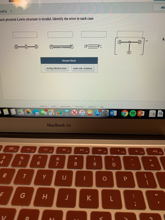 Solved Att oof 21> ach pictured Lewis structure is invalid. | Chegg.com