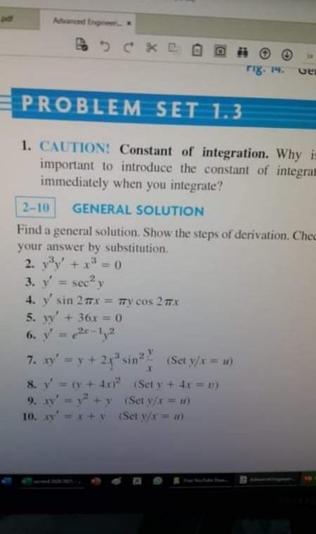 Solved nad ng rig. 19. G년 PROBLEM SET 1.3 1. CAUTION! | Chegg.com