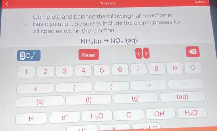 Solved Complete and balance the following half-reaction in | Chegg.com