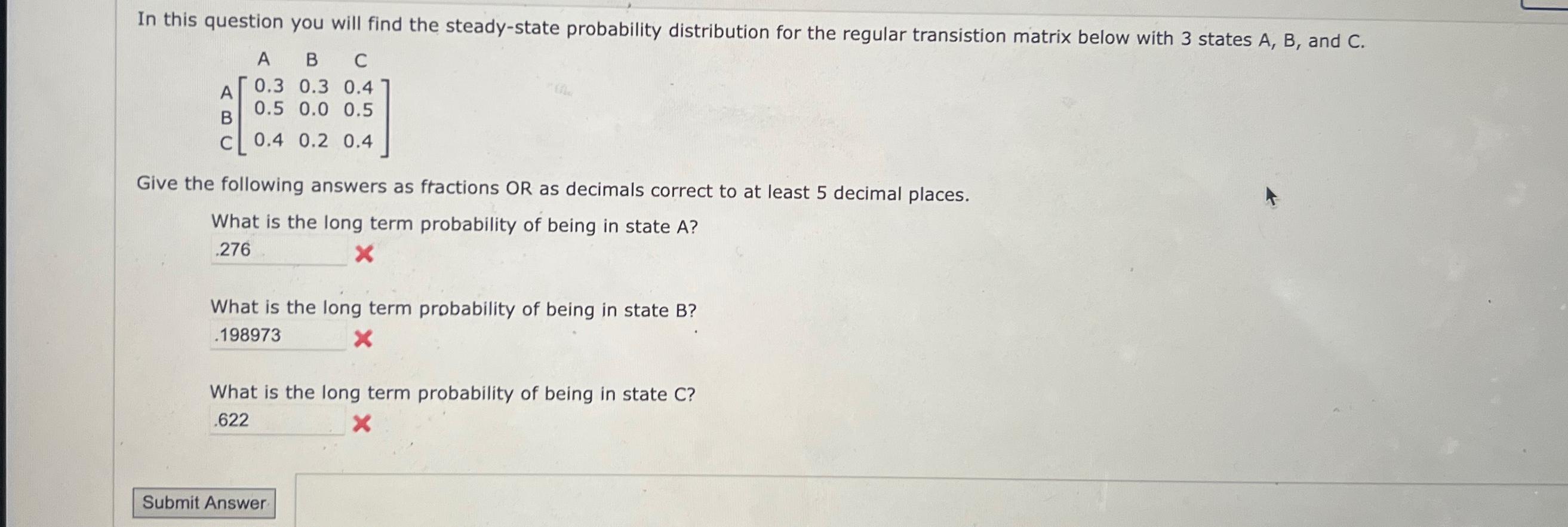 Solved In this question you will find the steady-state | Chegg.com