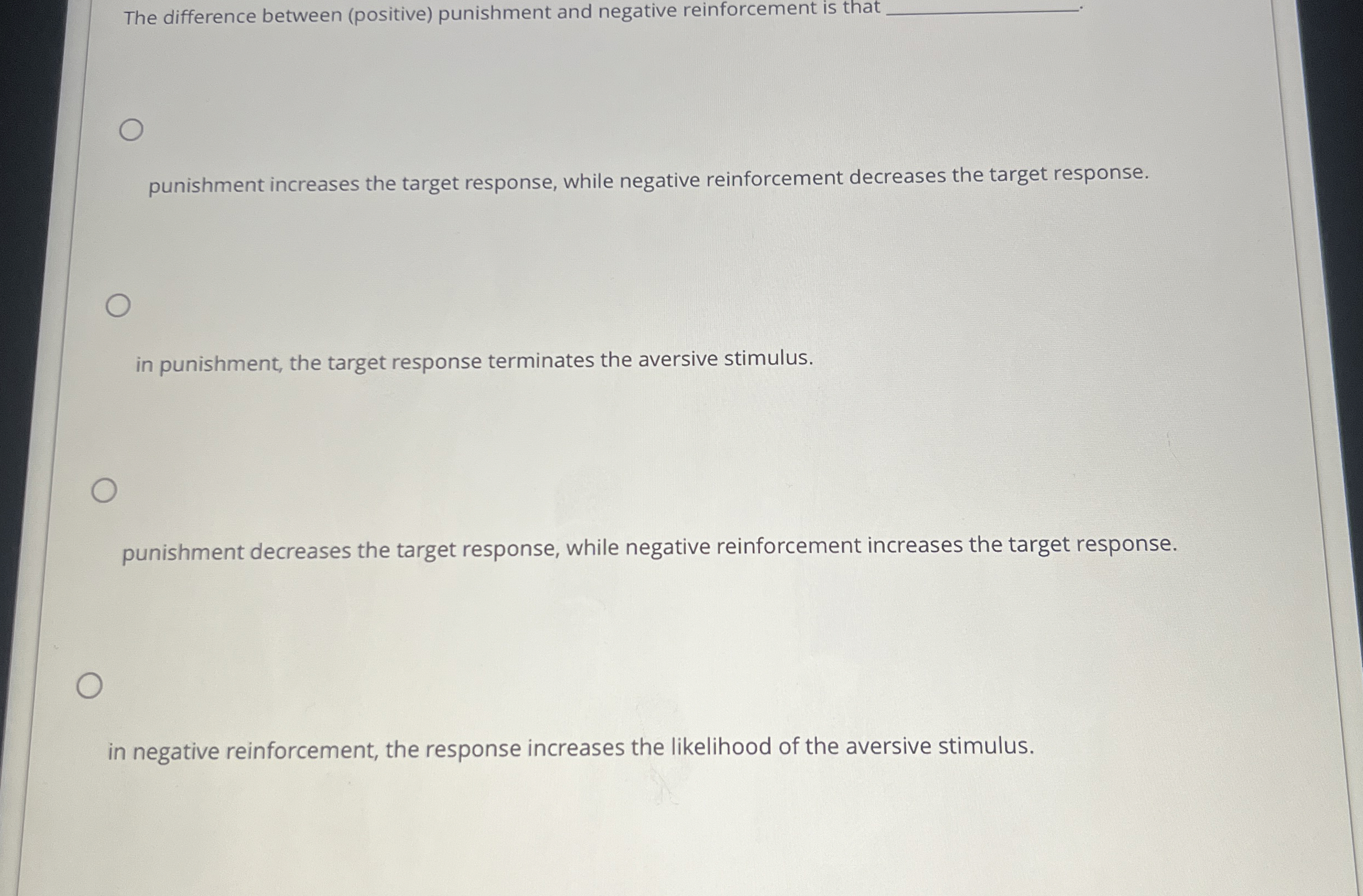 Solved The difference between (positive) ﻿punishment and | Chegg.com