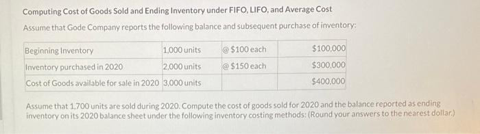 Solved 1. FIFO COGS2. FIFO Ending inventory 3. LIFO COGS4. | Chegg.com