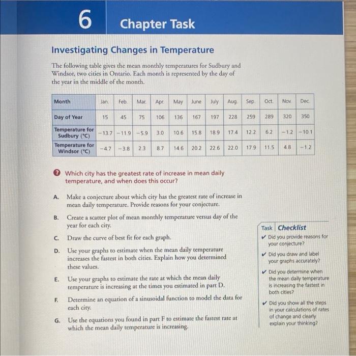 Solved 6 Chapter Task Investigating Changes in Temperature | Chegg.com