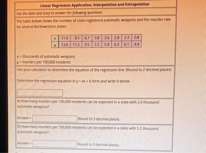 Solved Linear Regression Application, Interpolation and | Chegg.com