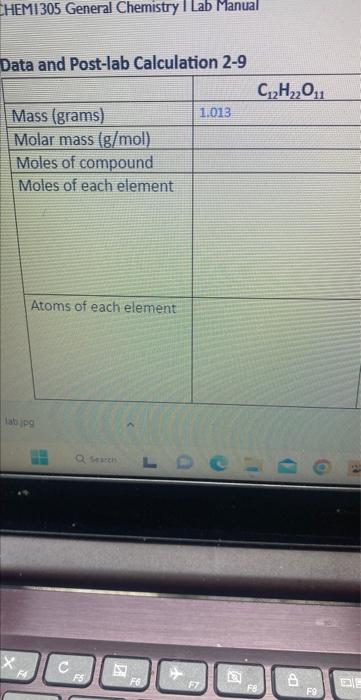 Solved Data and Post-lab Calculation 2-9 | Chegg.com
