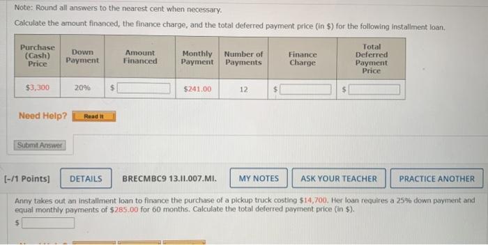 Solved Note: Round all answers to the nearest cent when | Chegg.com
