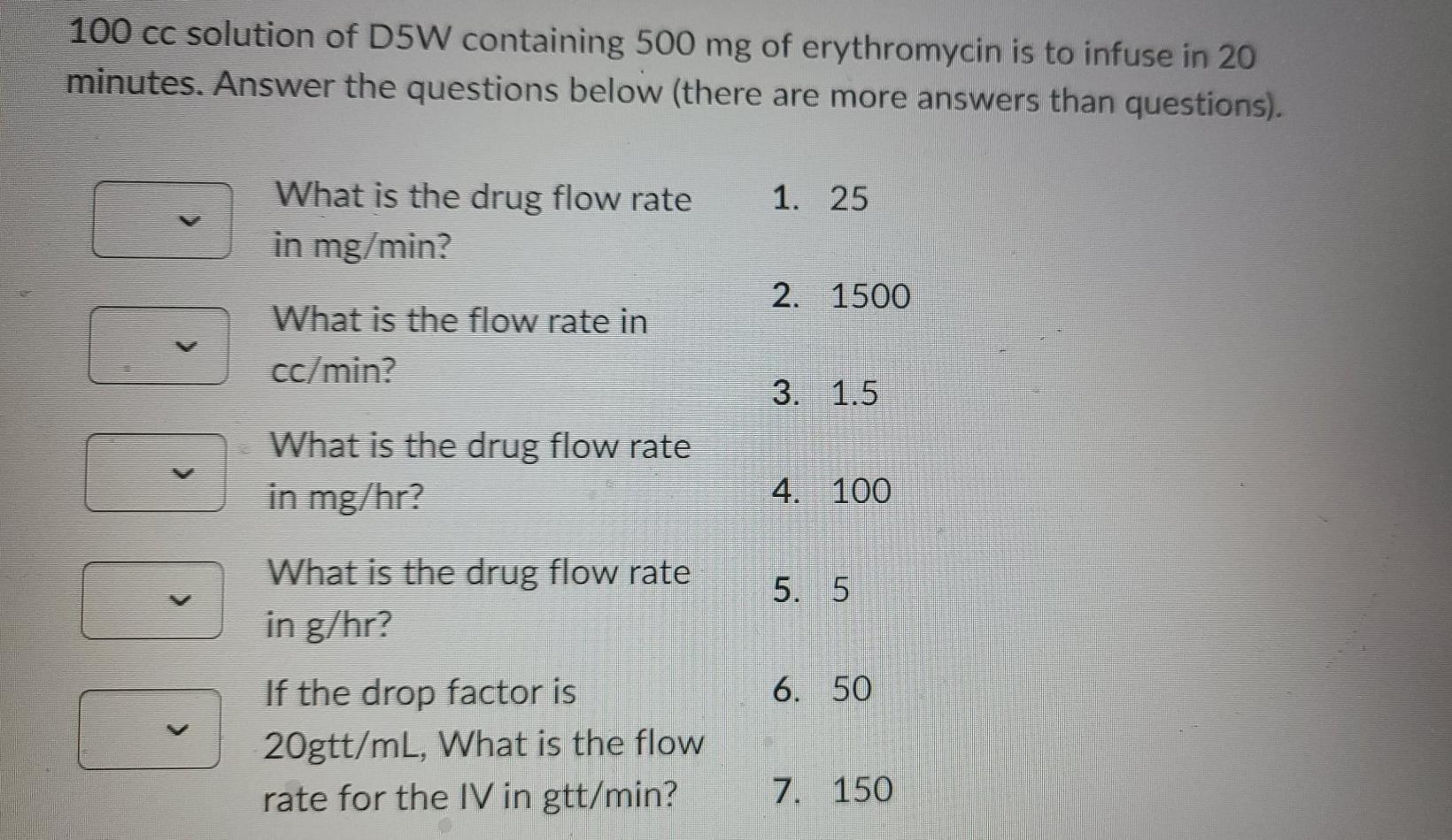 Solved 100 cc solution of D5W containing 500 mg of | Chegg.com