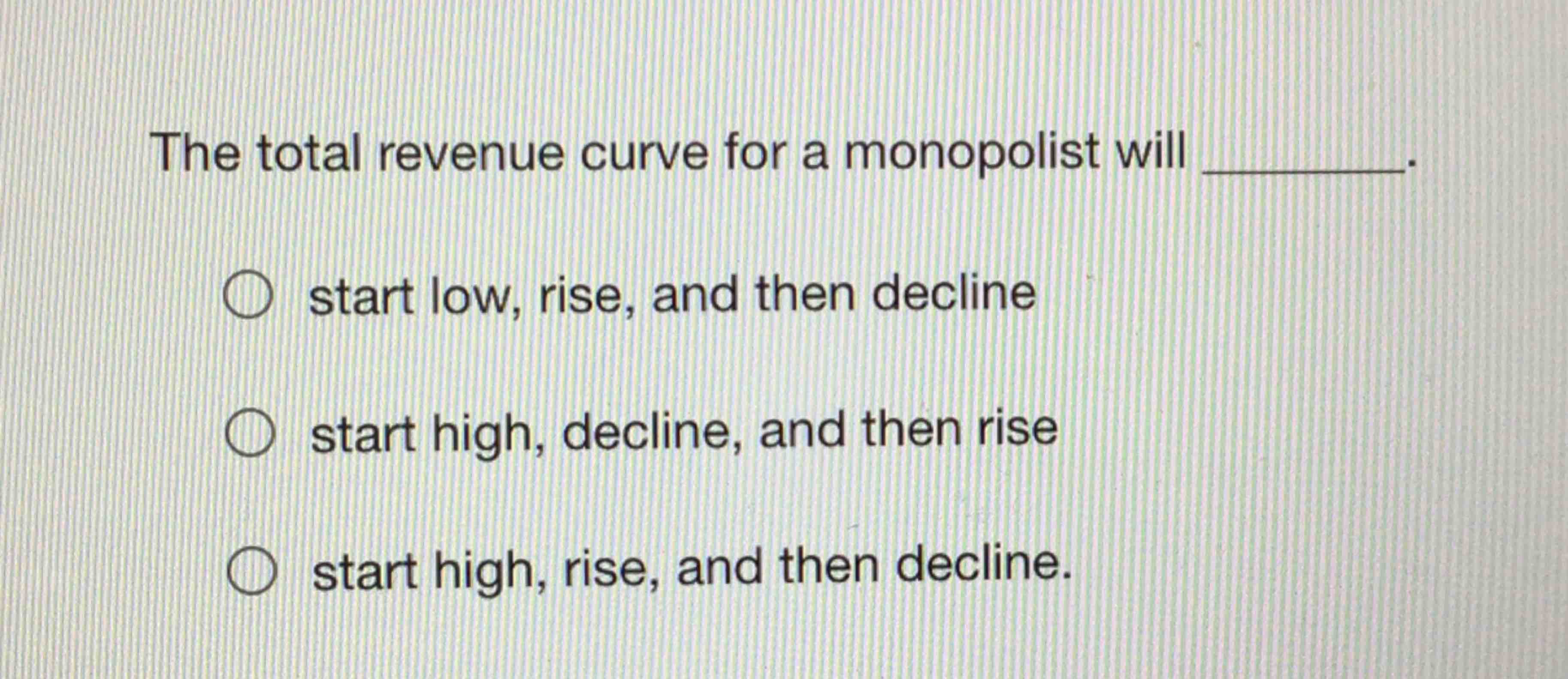 Solved The total revenue curve for a monopolist willstart | Chegg.com