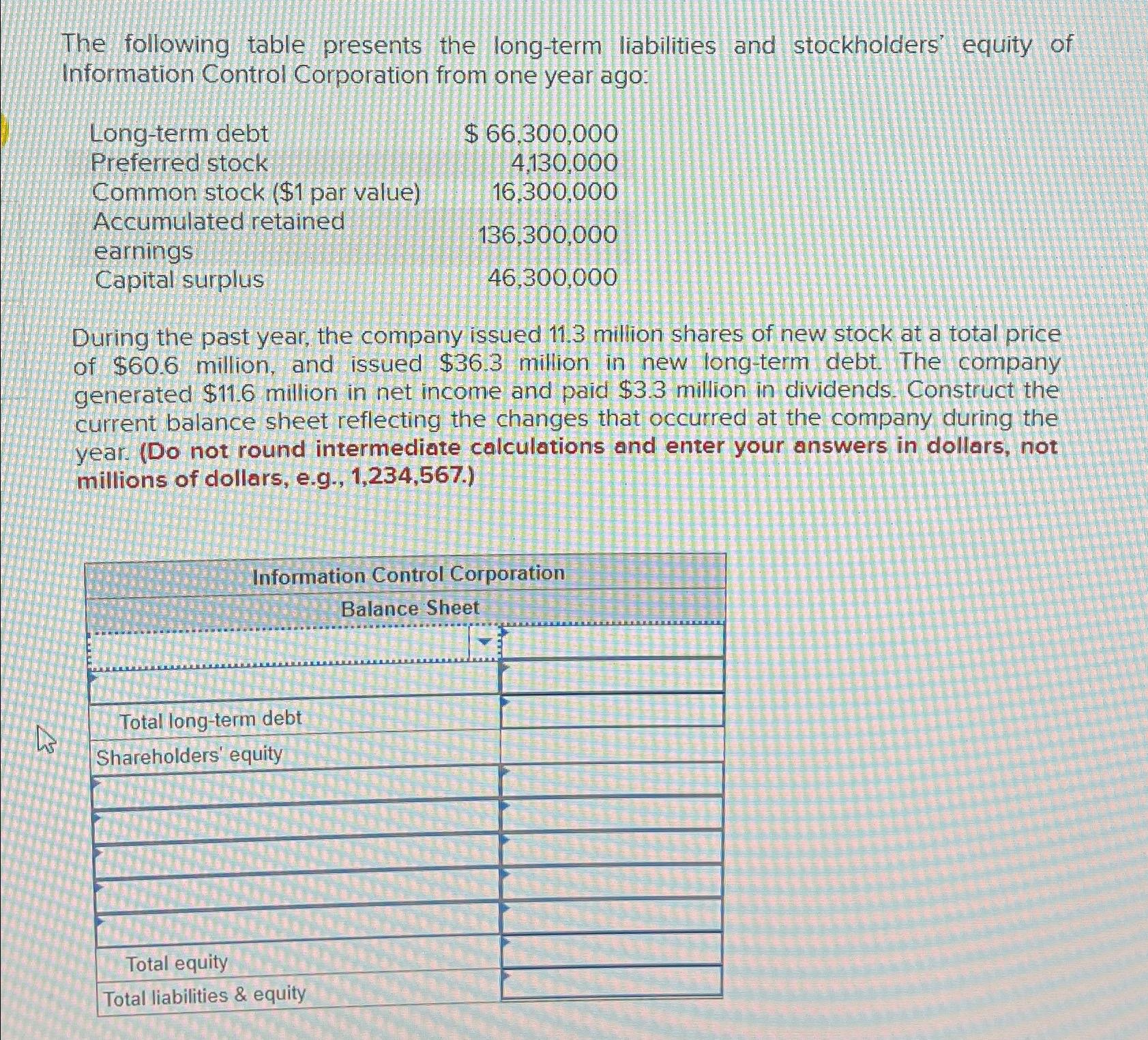Solved The following table presents the long-term | Chegg.com