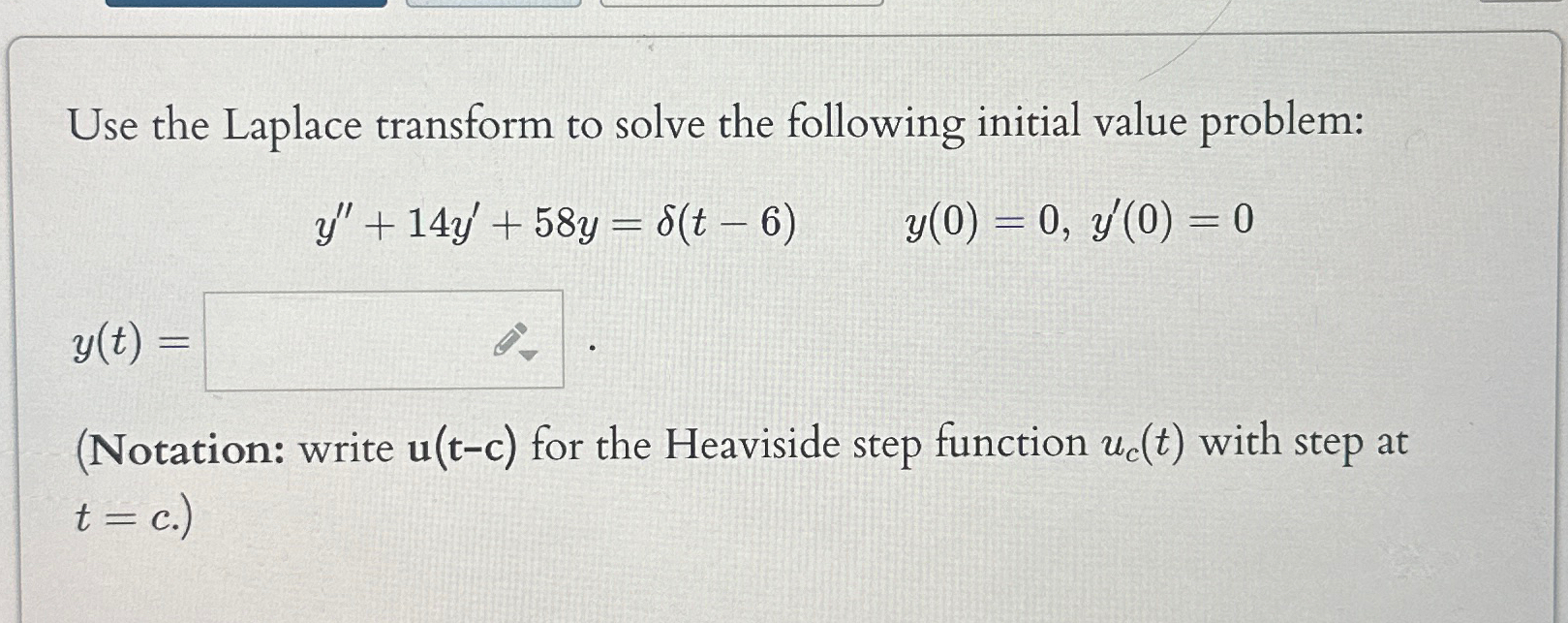 Solved Use the Laplace transform to solve the following | Chegg.com