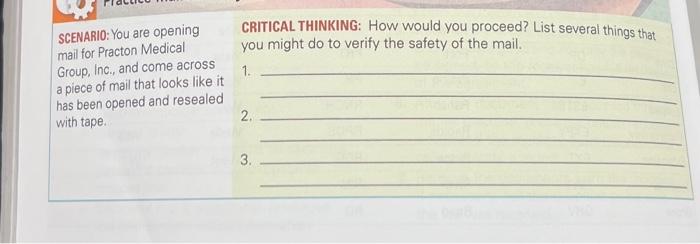 Solved SCENARIO: You are opening mail for Practon Medical | Chegg.com