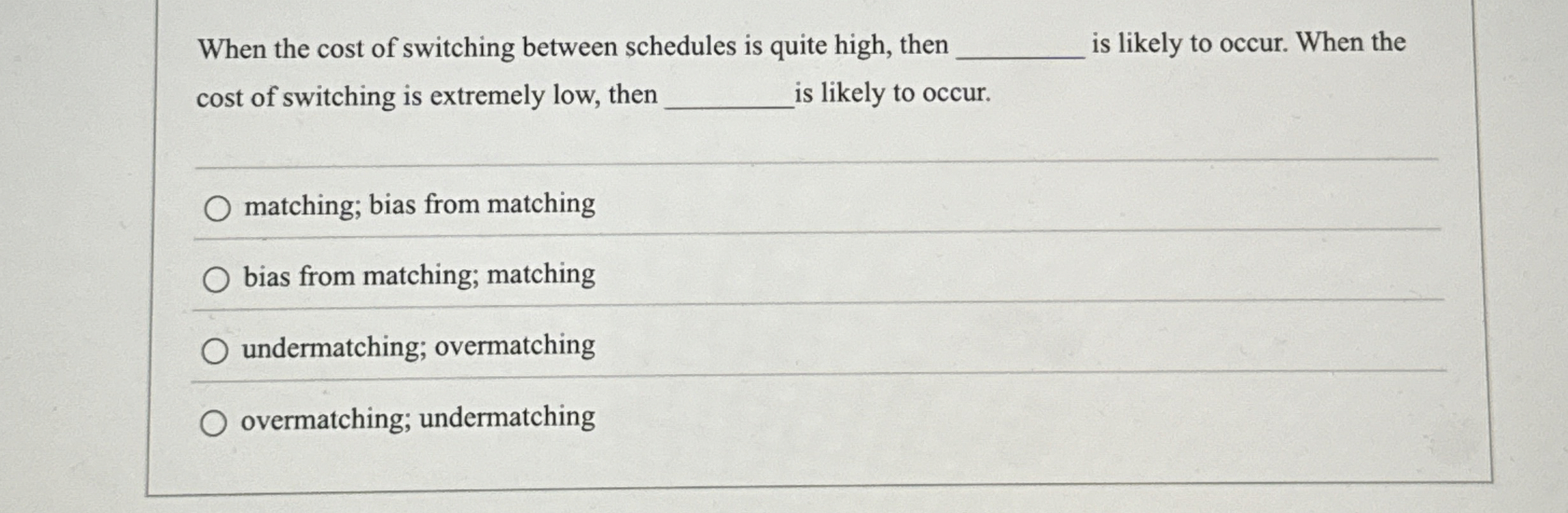 Solved When the cost of switching between schedules is quite | Chegg.com