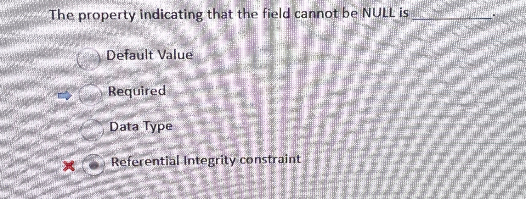 The property indicating that the field cannot be NULL | Chegg.com