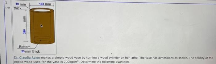 Solved Dr. Claudia Rawn makes a simple wood vase by turning | Chegg.com