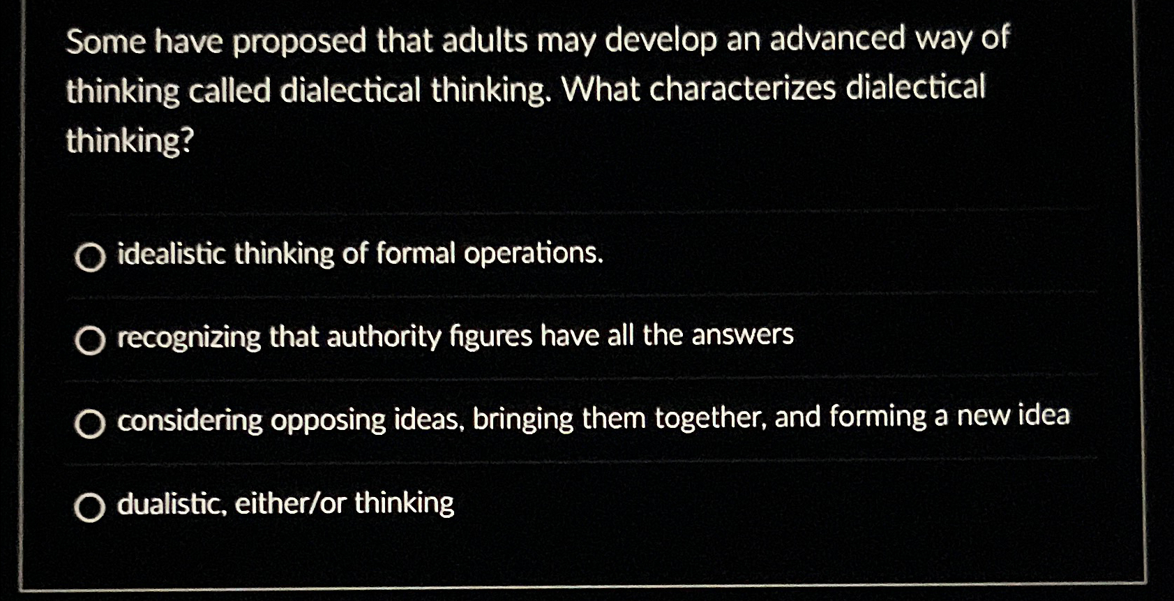 Solved Some have proposed that adults may develop an | Chegg.com