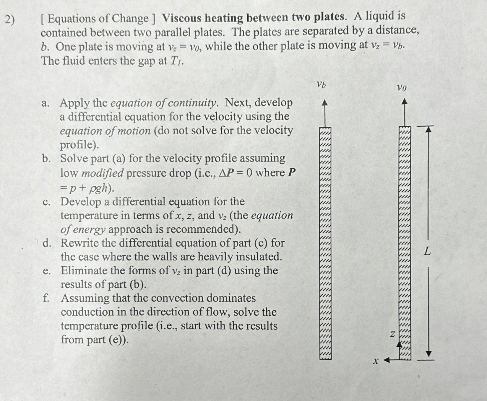 Solved [ ﻿Equations of Change] ﻿Viscous heating between two | Chegg.com