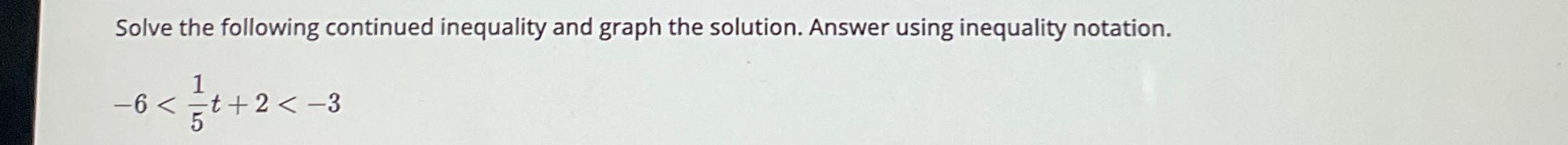 Solved Solve the following continued inequality and graph | Chegg.com