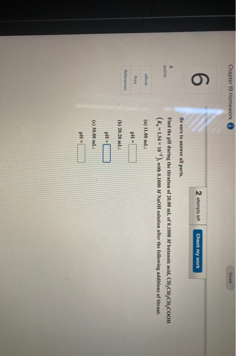 Solved Chapter 19 Homework Saved 6 2 attempts loft Check my | Chegg.com
